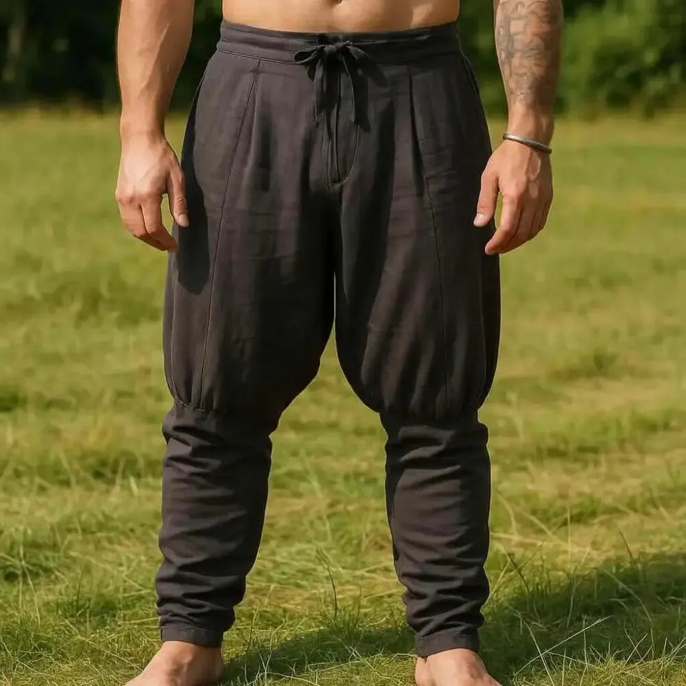 Premium Pirate Pants - Authentic Cut in Cotton with Leg Lacing (Brown)