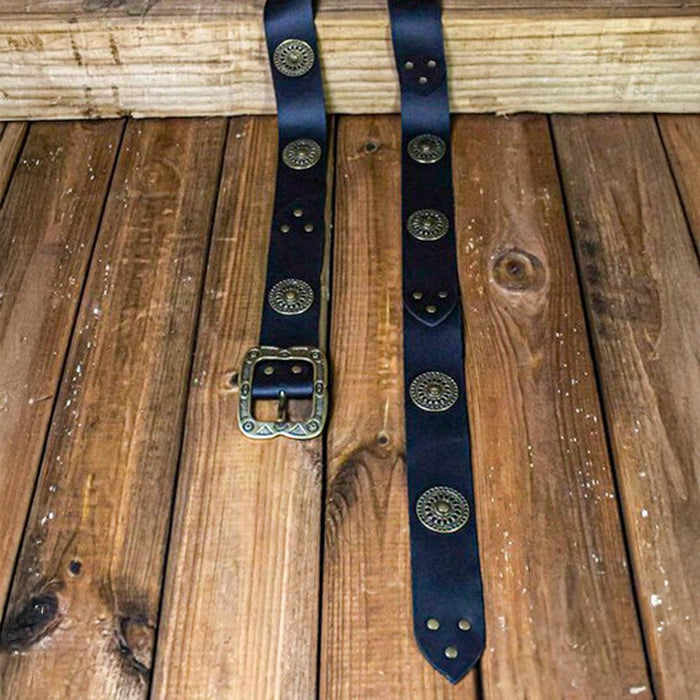 Leather Pirate Medallion Belt in Black
