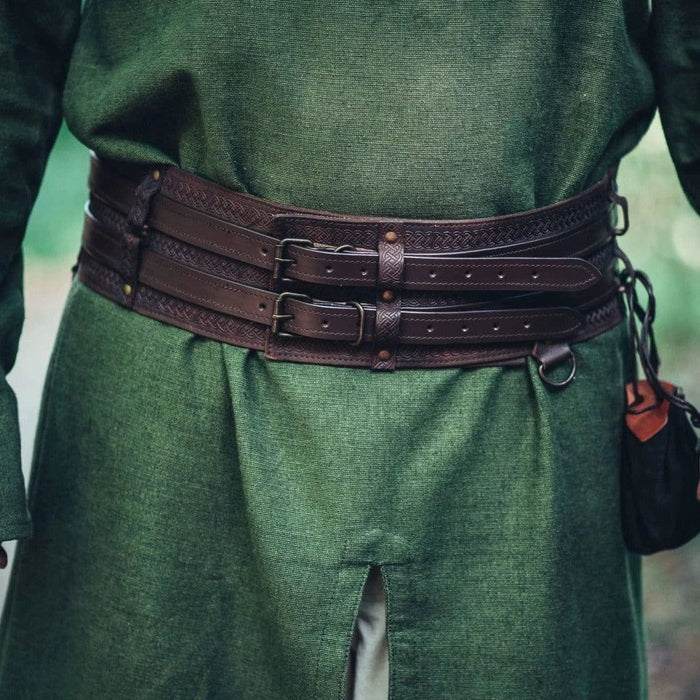 Pirate Thick Leather Double Weapons Belt